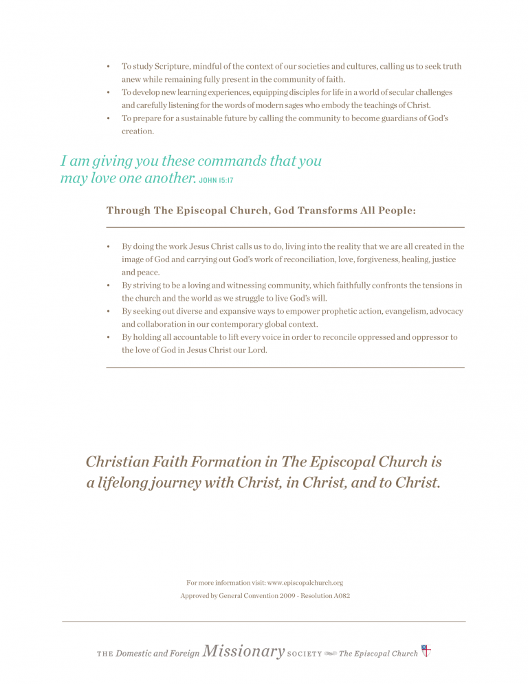 Charter for Lifelong Christian Formation - Episcopal Church of St. Martin